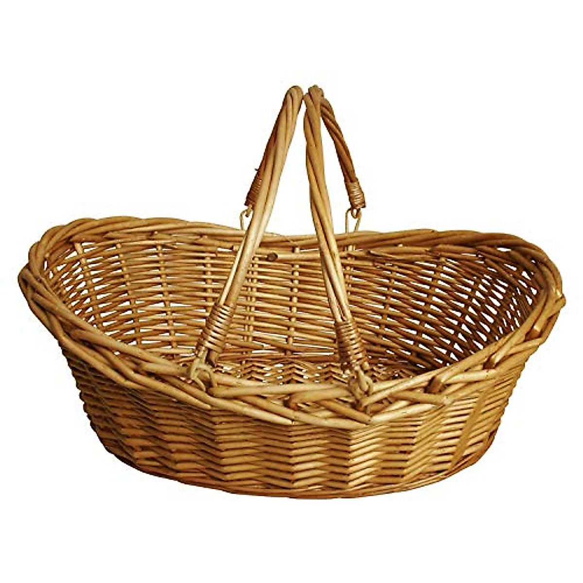 Oypeip Wicker Basket Gift Baskets Empty Oval Willow Woven Picnic Basket Easter Candy Basket Large Storage Basket Wine Basket with Handle Egg Gathering Wedding Basket 15"*11"*7" (Nature)