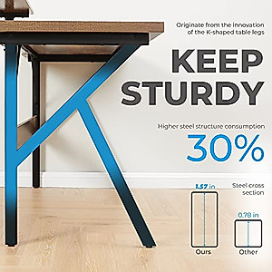 GreenForest Home Office Desk with Monitor Shelf Computer Gaming Desk 47 inch Writing Study Table for Workstation, Walnut