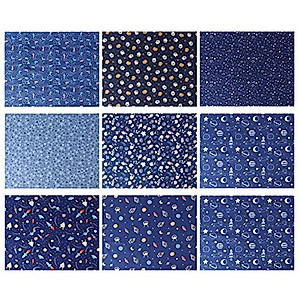 Healifty Floral Comforter 9Pcs Christmas Cotton Fabric Sheet Patchwork Cloth Quilting Precut Scraps Sewing Fabric for DIY Scrapbooking Mouth Cover Purse Bag Making 40x50cm (Blue) Floral Sheets