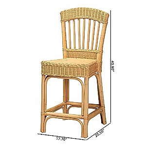 bali & pari Barito Rattan Stool, Counter Height, Light Honey