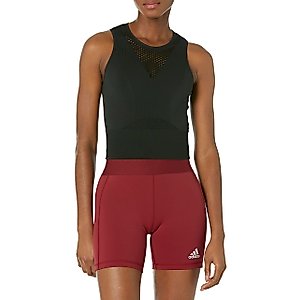 adidas Women's Fast Aeroknit Running Crop Top, Black, Large
