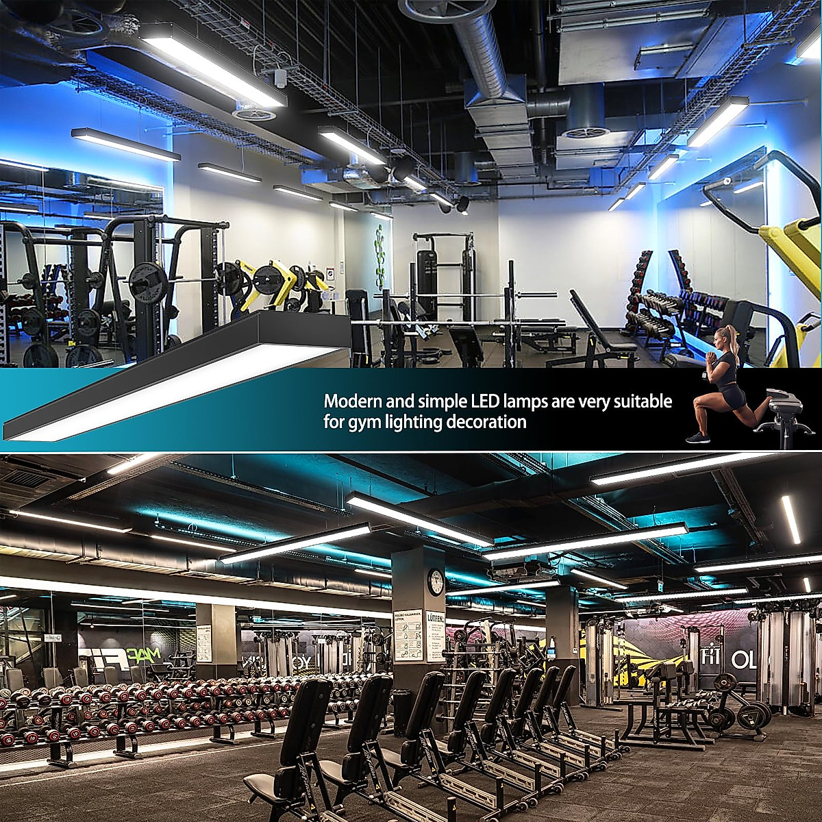 TychoLite 4FT Led Wraparound Shop Lights, 50W 6000LM 5000K, Compact Black 4 Foot LED Flush Mount Light Fixture for Office Kitchen Garage Shop, Hanging/Surface Mount, Plug and Play, 6 Pack