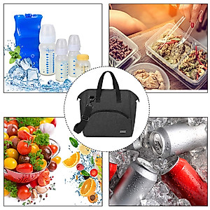 Luxja Breastmilk Cooler Bag with an Ice Pack (Fits 6 Bottles, Up to 9 Ounce), Breastmilk Cooler for Breastmilk Bottles and Small Accessories, Black