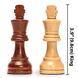 Husaria Staunton Tournament No. 6 Chessmen with 2 Extra Queens and Wooden Box, 3.9-inch Kings