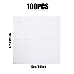 SAVITA 100pcs Blank Place Cards, 3.9x3.9 inch White Wedding Place Cards Name Cards for Table Setting Number Cards Foldable Tent Cards for Anniversaries Parties Invitations