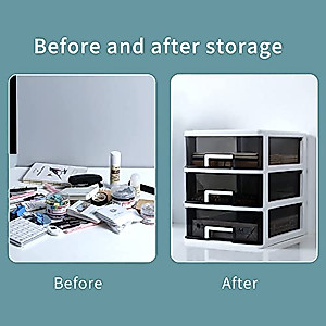 4 Drawer Plastic Storage - Plastic Storage Bins with Drawers, Desktop Storage Drawers Clear Drawers Storage Box for Home (25.2 * 21.1 * 15.2CM)