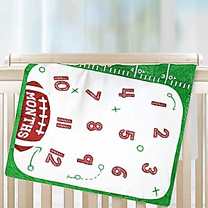 Baby Monthly Milestone Blanket Football Sports Blankets for Toddler Photography Background Prop Soft Plush Fleece