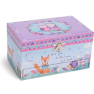 Jewelkeeper Girl's Musical Jewelry Storage Box Pullout Drawer, Woodland Owls Design, Twinkle Twinkle Little Star Tune
