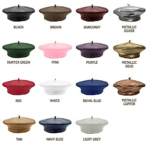 Emstate Winner Caps Unisex Cowhide Leather Beret Made in USA (Black)