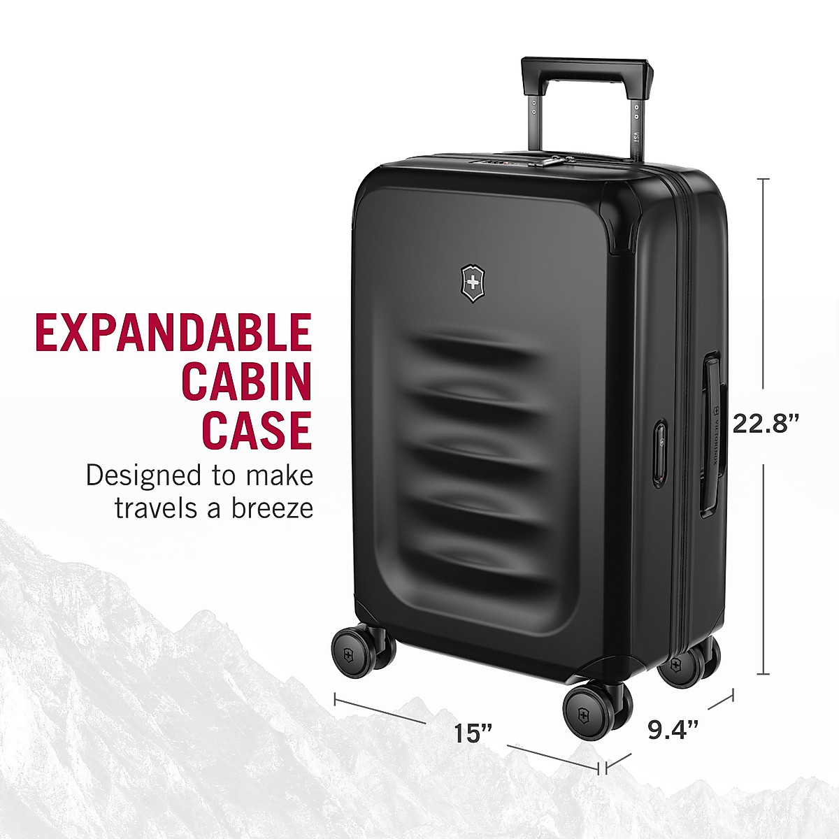 Victorinox Spectra 3.0 Frequent Flyer Plus Carry-On - Modern Hardside Carry-On Luggage - Rolling Suitcase with Spinner Wheels - Holds Travel Accessories - 45 Liters, Black