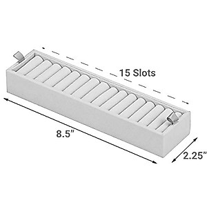 HOUNDSBAY Ring & Cufflink Box Padded Jewelry Tray | Accessory to Admiral and Commander Dresser Valet Box & Victory Valet Tray (Gray)