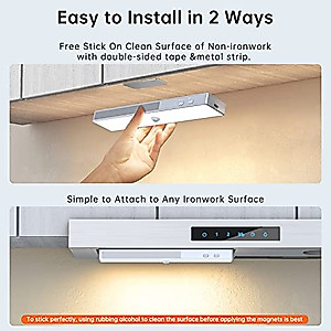 LED Closet Light with Charging Station, 30LEDs Dimmer Rechargeable Motion Sensor Under Cabinet Lighting with Remote Control, Wireless Stick-Anywhere Night Light for Wardrobe,Kitchen-6 Pcs