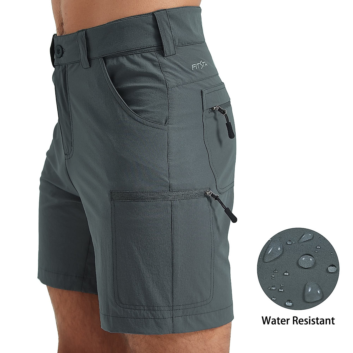 FitsT4 Sports Men’s Cargo Hiking Shorts 7 Inch Stretch Water Resistant Quick Dry Lightweight Outdoor Tactical Shorts,Charcoal,XXL