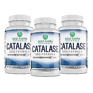 Best Earth Naturals Catalase 10,000 Formula 90 Day Supply Catalase Enzyme Antioxidant with Biotin, Saw Palmetto and 10,000 Units of Catalase Enzyme for Men and Women 180 Count