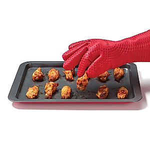 Starfrit 092825-006-0000 15" Silicone Oven Glove, Red, Standard