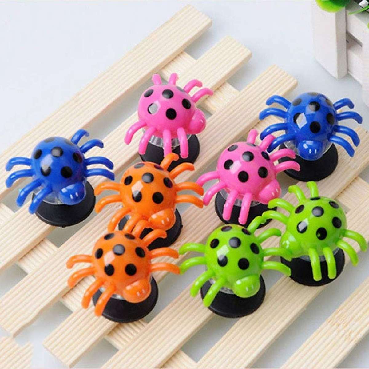 Bounce Spiders Colorful Plastic Funny Activities Bouncing Toys Spider Launcher Jumping Spiders Toy Insect Party 10pcs (Random Color)