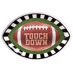 Amscan Touch Down Football Shaped Plastic Platter - 17.25" x 12" | Multicolor | 1 Pc.