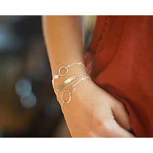 EFYTAL Gifts for Mom from Daughter, 925 Sterling Silver Two Ring Bracelet for Women, 2 Circles Birthday Gift for Daughter, Mothers Day Gift