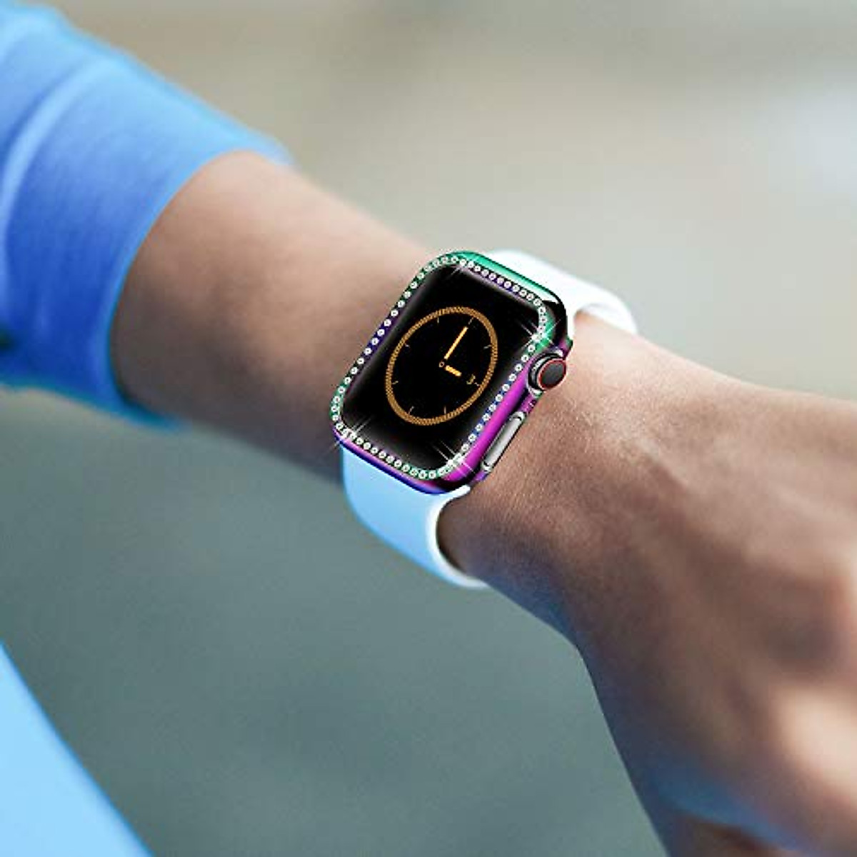 Yolovie Compatible for Apple Watch Case 38mm 40mm 42mm 44mm Bling Crystal Diamonds Rhinestone Bumper Cover for Women Girl, Hard PC Protective Frame for iWatch Series 6/5/4/3/2/1/SE - 40mm Colorful