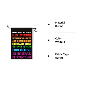 OUXIOAZ Equality Flag BLM Flag for in This House We Believe Yard Sign, Pride Flag Small Science is Real Black Lives Matter Vertical Double Sided 12.5"X18" Burlap Patio Outdoor Decoration