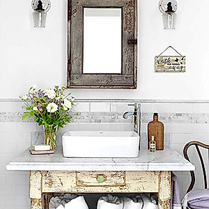 Bathroom Picture Wall Decor Printed Wood Plaque Sign - Wash Your Worries Away - Bathroom Decor Wall Arts Size 11.5" x 6"