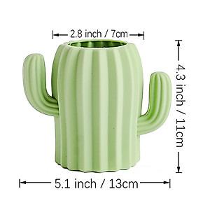 YOSCO Silicone Pen Holder Cactus Pencil Holder Cute Pens Cup for Desk for Kids Office Decor Desk Accessories Pen Pot Desk Organizer (Green)