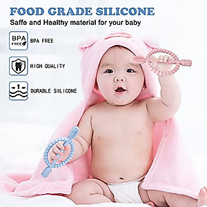 Baby Teething Toys with Easy-Hold Handle, Silicone Infant Toothbrush, Textured On Both Sides Helps Massage, Soothe Sore Gums, Teething Toys for Babies 0-6 Months, 6-12 Months