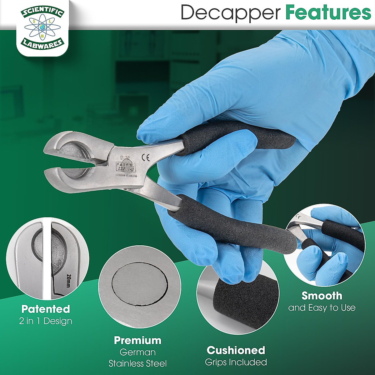 Dual Action Decapper Pliers for Decapping Crimped Vials and Bottles Scientific Labwares (13mm and 20mm)