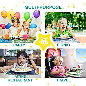 Smarty Kiddo 50 Pack Disposable Stick-On Placemats for Baby, 5 Designs Individually Folded - Farm, Sea World, Zoo, Antarctica & Space - Sticky Table Topper for Baby & Kids, Toddlers