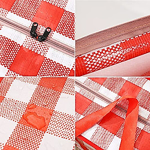 Evealyn Extra Large Moving Storage Bags 100L, Woven bag Waterproof with Zippers Heavy Organizer Totes Storage Bags for Travelling,College Carrying ,Moving,Camping Home Storage Sorting Bag (Red)