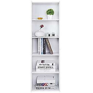 Nouva 5-Shelf Bookcase 52 Inch Wood Bookshelf Freestanding Open Shelf Bookcases Storage Rack Shelf for Living Room Study Office Bedroom White