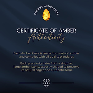 Amber by Mazukna - Green Amber Jewelry for Women - Yellow Gold Plated Silver Closure, 1.69x0.59inch 0.19oz, Dainty Polished Amber Earrings, Lightweight Gemstone Earring