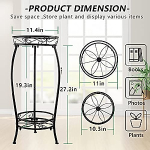 Cefzum Plant Stand Indoor Outdoor, 2 Tier Tall Metal Plant Shelf Corner Display Rack, 27'' Potted Multiple Pot Holder Decorative Flower Stand for Corner, Patio, Balcony Garden