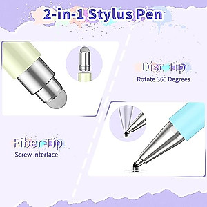 Stylus Pens for Touch Screens, High Precision 2-in-1 Disc Stylus Pen with Magnetic Adsorption, Compatible with  iPad/iPhone/Tablets/Android and All Capacitive Touch Screens (Blue Light Yellow)