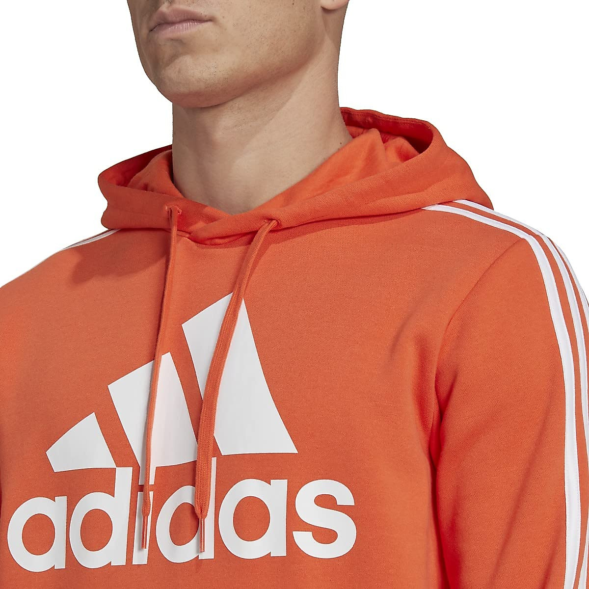 adidas Big & Tall Essentials Fleece 3-Stripes Hoodie Semi Impact Orange/White 2XL Tall