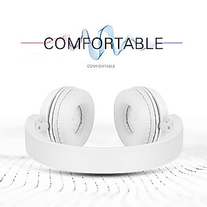 Wired Headset with Microphone, Stereo Deep Bass Gaming Headset Foldable Headphone with 3.5mm Jack and Soft PU Earmuffs for PC, Laptop, iPad, iPhone, Nintendo Switch (WHITE)