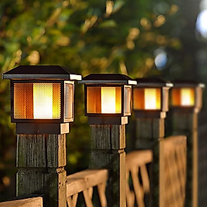 Glintoper 6 Pack Solar Fence Post Lights Outdoor, Solar Powered Post Cap Lights, High Brightness SMD LED Decorative Lighting Waterproof for 4x4, 5x5 or 6x6 Wood Posts, Patio Yard Landscape Decor