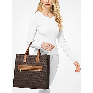 Michael Kors KENLY LARGTE TOTE SHOULDER BAG SATCHEL (Brown PVC)