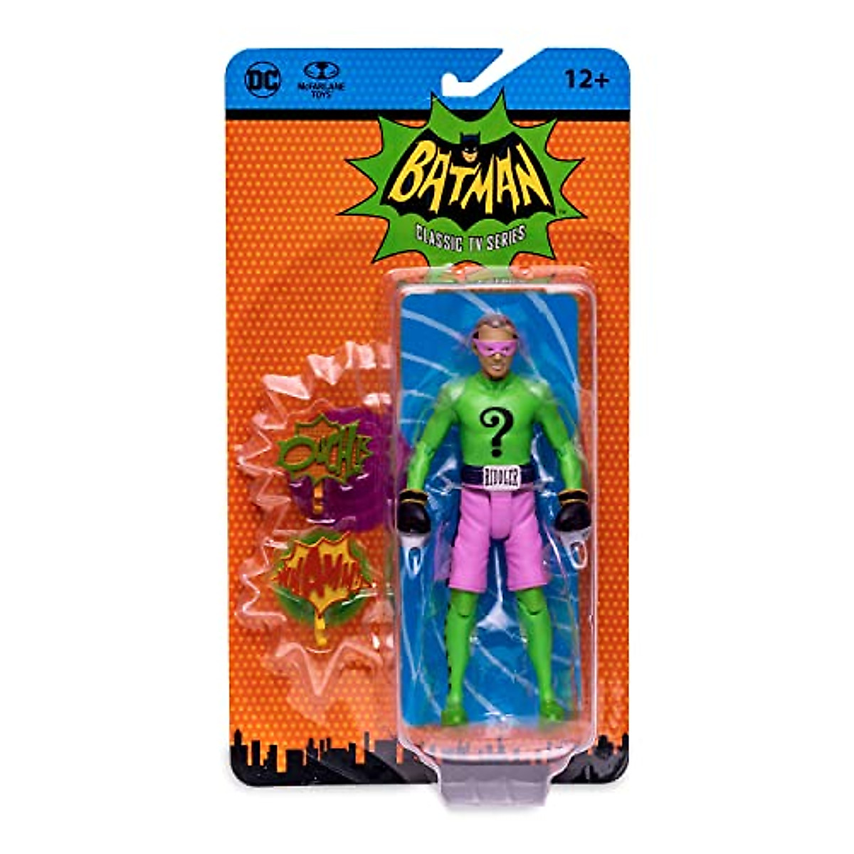 McFarlane Toys, DC Multiverse, 5-inch DC Retro Riddler Boxing Action Figure with Action Word Bubbles, Collectible DC Retro 1960's TV Figure – Ages 12+