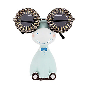 Naimo Sparkling Crystal Round Sunglasses UV Protection Punk Rivet Rhinestone Glasses Eyewear