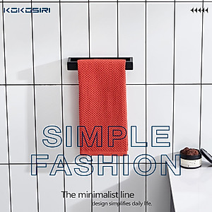 KOKOSIRI 24 Inch Double Towel Bars Bathroom Towel Ring Hand Towel Holder Stainless Steel Wall Mount Matte Black B5008BK-L24+B4008BK-L9