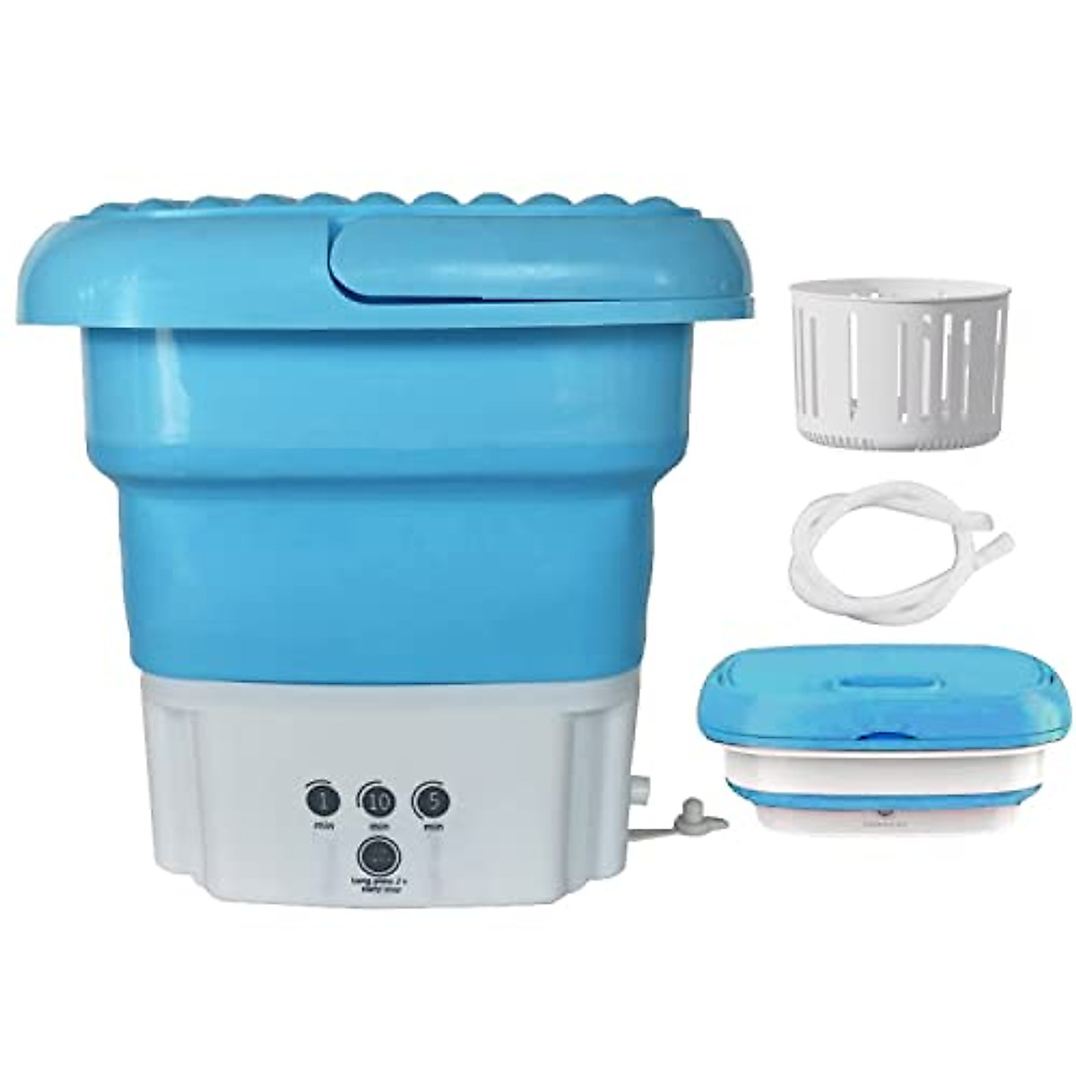 Portable Washing Machine Mini Foldable Washer with Spin Dryer Bucket for Baby Clothes,Underwear,Socks,Towels Perfect for Travel,Apartment,Lightweight & Easy to Carry (Blue), S43L18CGNE9F019EUHK