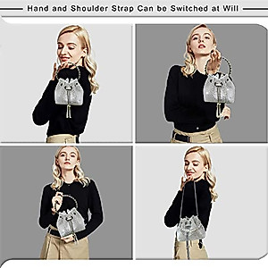 TOPALL Upgrade Rhinestone Evening Bag Silver Purse Sparkly Diamond Silver Clutch Purses for Women Party Club Wedding (Medium)
