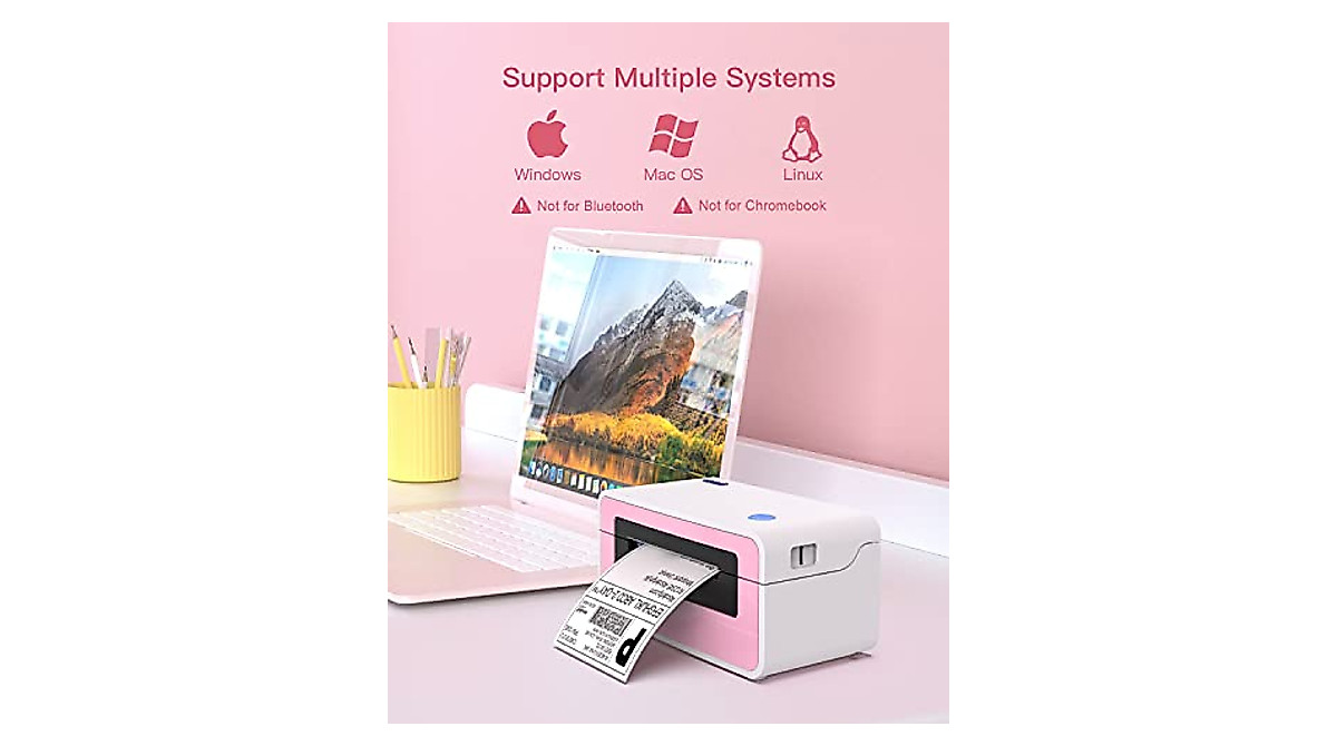 POLONO Pink 4x6 Thermal Shipping Label Printer - Fast & Reliable