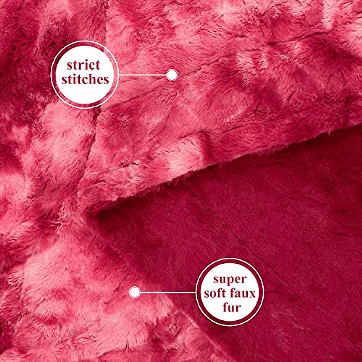 VOTOWN HOME Christmas Blanket Luxury Faux Fur Throw Blanket, Soft Warm and Fluffy for Couch,Wine Red 50"x60"