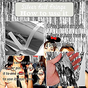 8 Pack Silver Tinsel Foil Fringe Curtain Backdrop, 3.28Ft x 8.2Ft Metallic Streamers for Photo Booth Birthday Wedding Bridal Shower Bachelorette New Year Party Thanksgiving Christmas Decorations