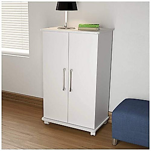 Manhattan Comfort Catalonia 2.0 Collection Modern Standard Sized 6 Shelf, 18 Pair Freestanding Mobile Shoe Storage Closet, White