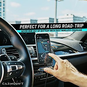 CarMount X1 Wireless Charging Mount 2.0 iPhone 12/13/14 Holder with Vent, Dashboard and Windshield Attachment; Up to 15W Fast Charge, Adjustable Easy Access 360° Rotation