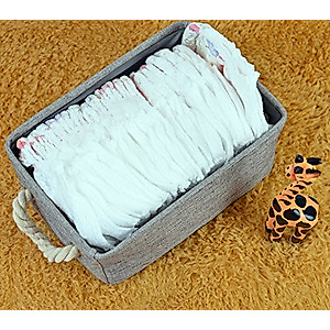 Decorative Storage Basket Bin with Lip, Collapsible Storage Box for House Organizer. (12.2 x 8.3 x 5.1inch, Grey)