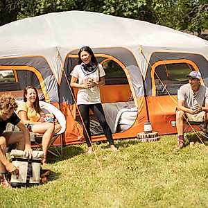 CORE 12 Person Tent | Large Multi Room Camping Tent for Outdoor Family Camping | Portable Cabin Stand Up Tent with Storage Pockets for Camping Accessories, 16ft x 11ft